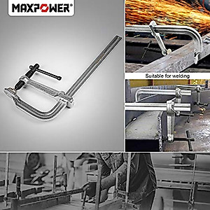 MAXPOWER Heavy Duty F Clamp 12-Inch x 4-3/4-Inch Throat (300 x 120mm Throat), Pack of 4