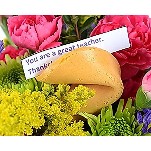 Birthday Blast Fresh Cut Live Flowers Arranged in a Takeout Container with your Personal Message Tucked Inside a Fortune Cookie