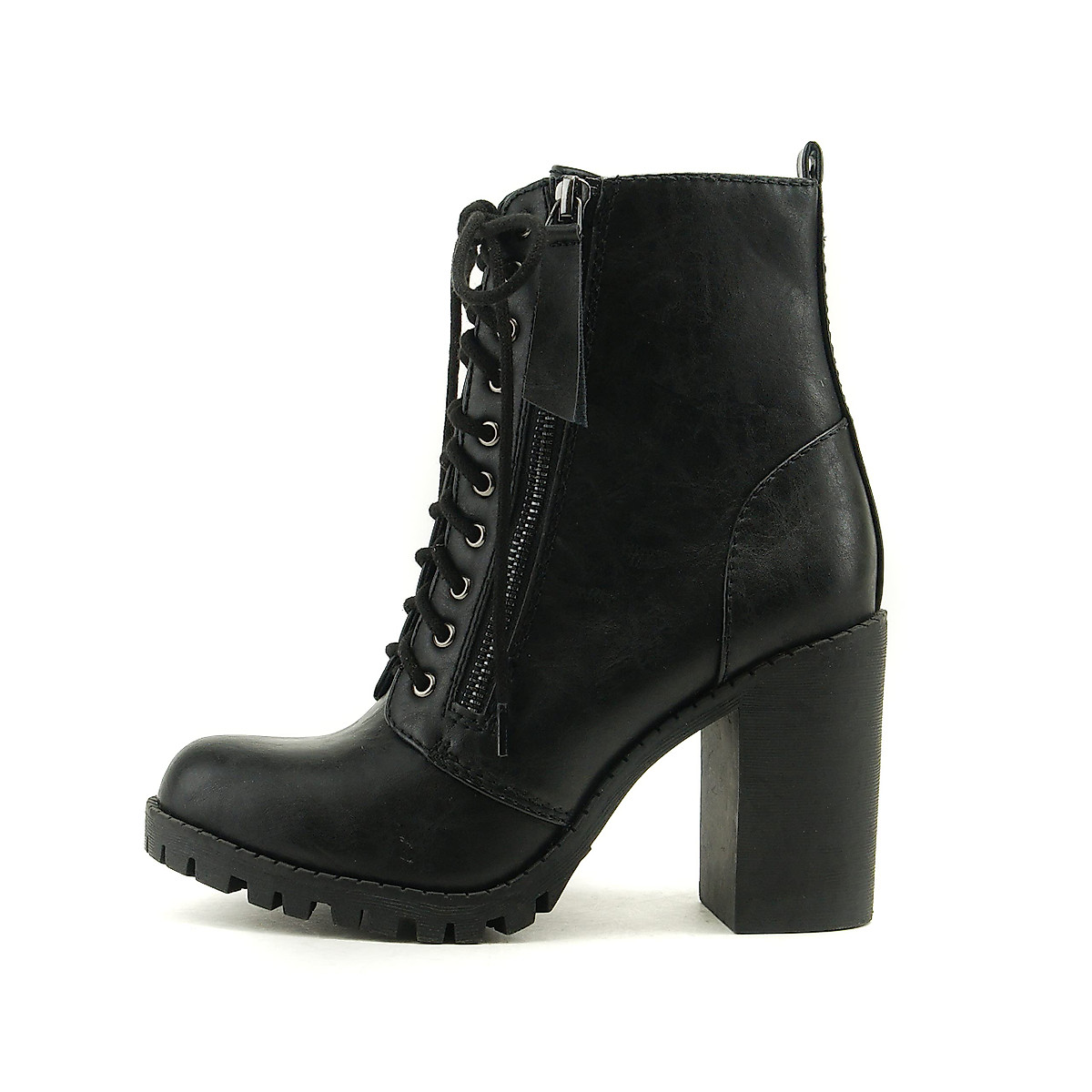 Soda Women's Malia Combat Boot (Black*, numeric_7.5)