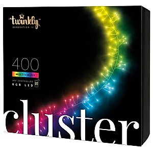 Twinkly Cluster 19.7ft RGB, Dense Strip of 400 LED Lights, in- and Outdoor Smart Multicolor LED Lights, Compatible Alexa and Google Home, Gaming Lights, IP44, App Mapping, Green Wire