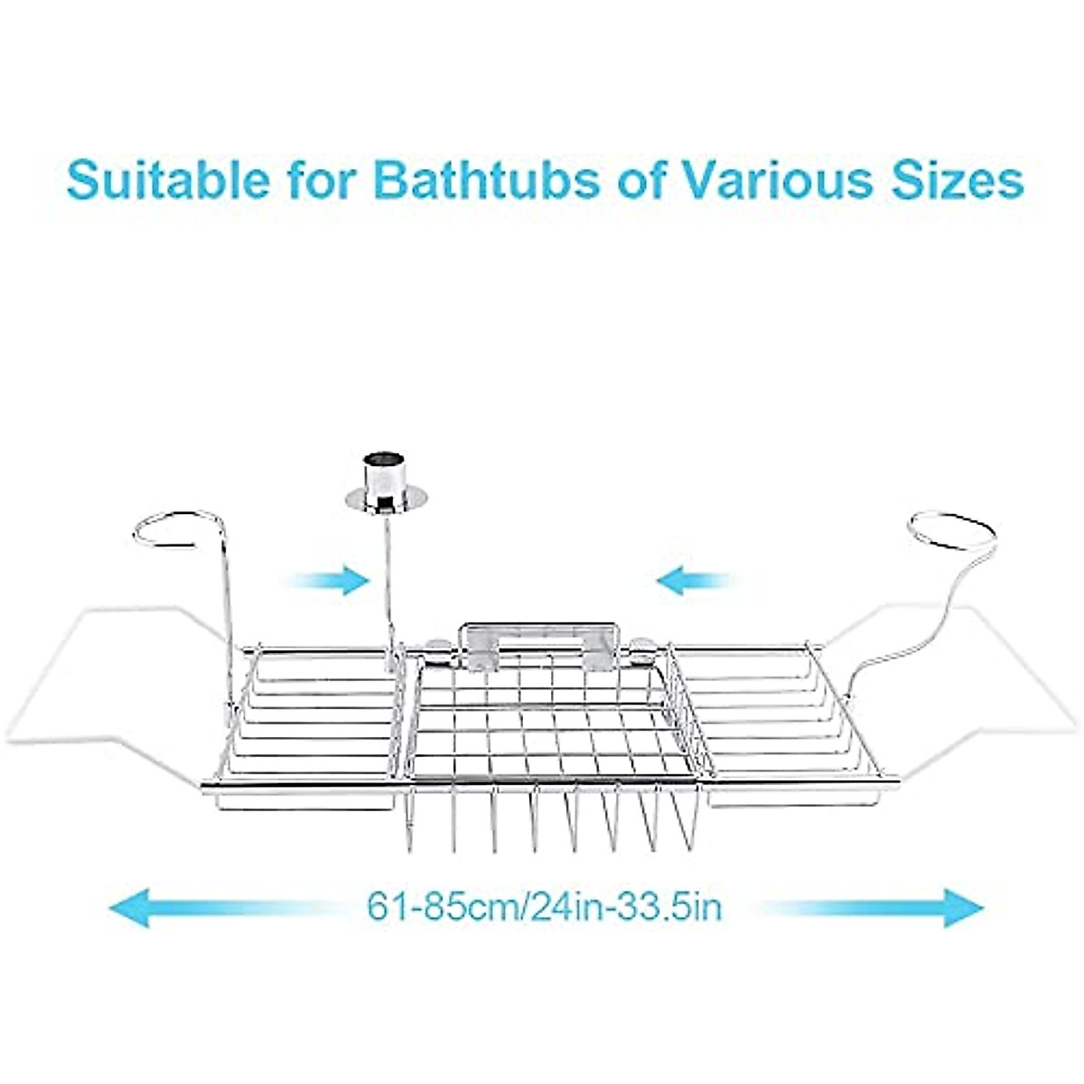 Zoternen Tub Shelf, Stainless Steel Shower Bathtub Caddy Tray Expandable Bath Organizer Soap Red Wine Rack Holder Bath Tub Tray for Home Kitchen Bathroom