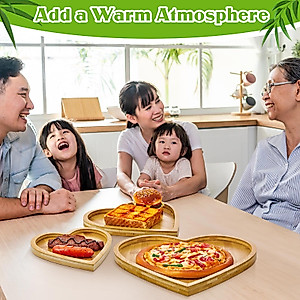 Patelai 3 Pieces Wooden Serving Tray Plate Dish for Snacks, Cookies, Fruits Cheese Display Food Dish Home Office (Heart)