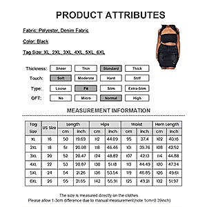 PYL Women Plus Size Distressed Jean Short Denim Skirt, Raw Hem Casual Bodycon Black