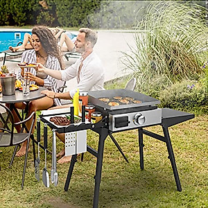 EasiBBQ Side Shelf for Blackstone 17" 22" 28" Griddle, Griddle Caddy Accessories for Blackstone Propane Table Top Griddle, Extra Room for Cooking Needs