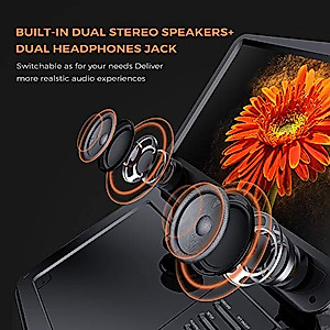 SUNPIN 12.5" Portable DVD Player with 10.1'' Eyesight Protective Swivel Screen, Car Headrest Holder, Dual Earphones Jack, 5-Hour Rechargeable Battery, Support USB/SD Card/Sync TV/Multiple Disc Formats