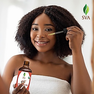 SVA Camellia Seed Oil Organic - 4 Fl Oz – 100% Natural Cold Pressed Organic Camellia Oil - for Face, Skin Care, Hair Care, Scalp Massage & Body Massage – Carrier Oil with Dropper