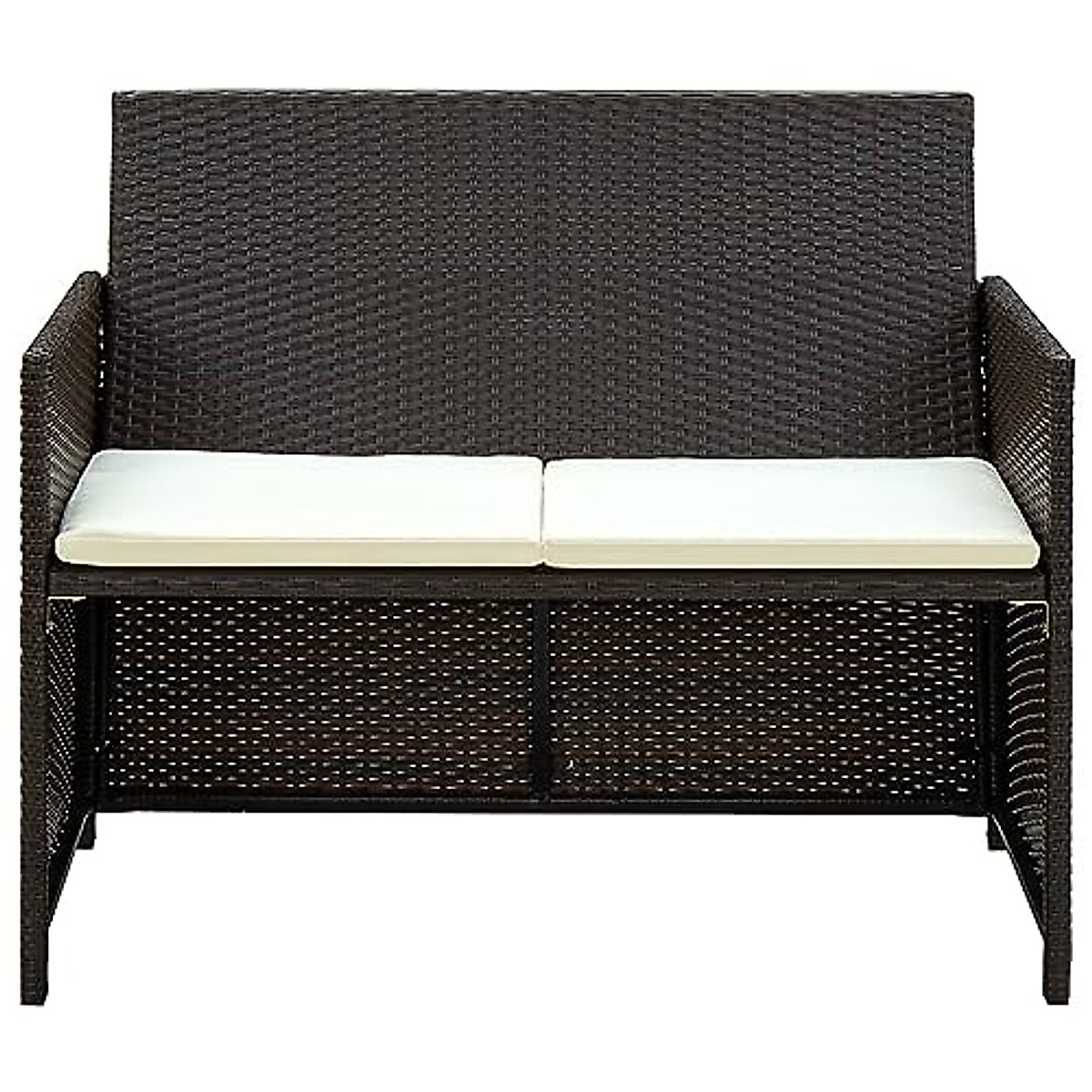 Camerina 4 Piece Patio with Cushions Patio Furniture Sets Outdoor Sectional Furniture Conversation Sets Patio Furniture Set Rattan Brown
