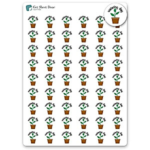 Plant Planner Stickers / 54 Fun Vinyl Stickers  (1/2”) / Water Plants Reminder Care Fertilize   / Essential Productivity Life Planner Stickers/Bulleting Journal/ToDo (Matte Vinyl, 1 Sheet)