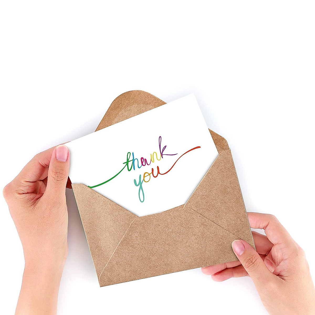 Ohuhu 144 Bulk Thank You Cards with Envelopes, Thank You Notes Box Set with Elegant 8 Rainbow Colorful Designs Greeting Card for Wedding, Business, Birthday, Baby Shower, Blank Inside, 4 x 6 Inch