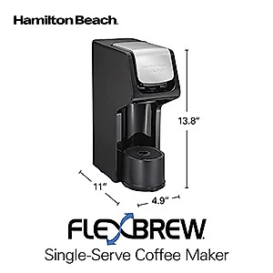 Hamilton Beach 49900 FlexBrew Single-Serve Coffee Maker Compatible with Pod Packs and Grounds, 8 ounces, Black-Fast Brewing