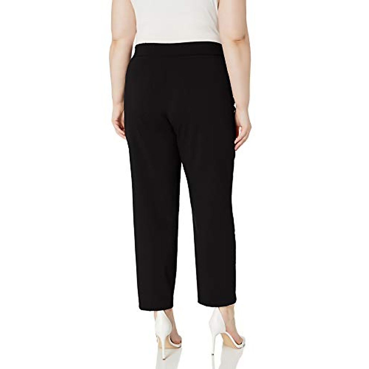 Alfred Dunner Petite Womens PetiteClassic Allure Fit Proportioned Pant with Elastic Comfort Waistband, Black, 8P