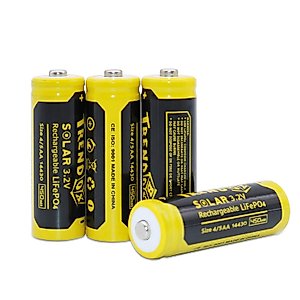 TRENDBOX 14430 3.2V 450mAh Battery LiFePo4 Rechargeable Solar Batteries for Outdoor Garden Light 4 Pack