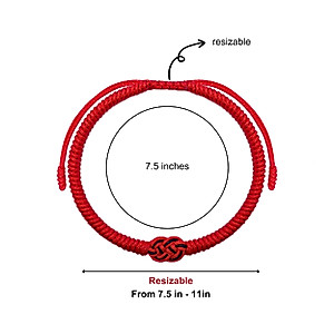 LAMIBEE Red and Black Infinity Bracelet, Love Multicolor Tibetan Lucky Bracelet, Surfer String Amulet Knot Bracelet Woven Thread for Men Women Friend and Couple, Peace and Protection (Red)