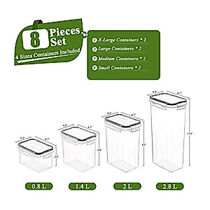 Airtight Food Storage Containers Set, 8 Pcs BPA Free Cereal Storage Containers with Lids Airtight, Storage Containers for Food and Sugar, Kitchen Pantry Organization and Storage