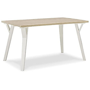 Signature Design by Ashley Grannen Modern Rectangular Dining Room Table, White & Natural Wood