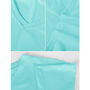 MYCOLORBLUE Women's V Neck T Shirts Short Sleeve Summer Casual Loose Dolman Tops with Side Shirring Aquamarine S