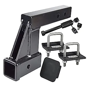 TOPTOW Trailer Hitch Extender Adapter 6" Riser/Drop, 2" Receiver, 2-in Shank, 10000lbs Capacity, with Hitch Lock and 2 Pack of Hitch Clamps…