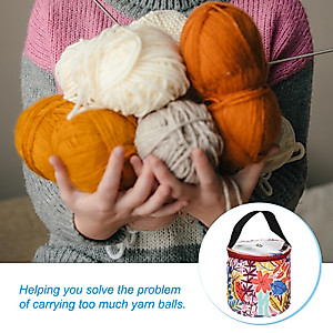 PATIKIL Yarn Storage Bag, Portable Crochet Knitting Bag Case Skein Ball Holder Organizer Crocheting Tote Supplies for Sewing Craft Project, Orange Leaves