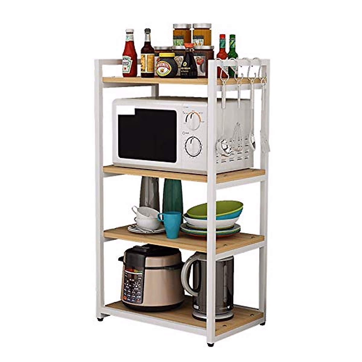 JF-XUAN Kitchen Shelf Microwave Oven Rack 4-layer Kitchen Storage Rack Large Capacity Oven Microwave Oven Rice Cooker Oven Storage Rack Metal Multi-function Open Shelves Large Microwave Oven Rack