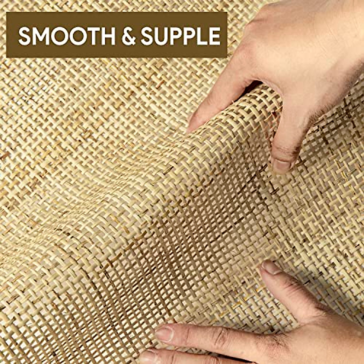 LUSYDECO 24" Width Square Rattan Cane Webbing Roll for Caning Projects Rattan Woven Roll Wardrobe Shoe Square Mesh Material for Cabinet & Door (5 Feet)