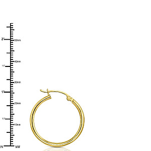 MCS Jewelry 14 Karat Yellow Gold Classic Hoop Earrings (Diameter: 25mm 30mm OR 35mm) (Diameter: 25mm)