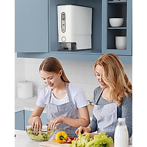 Lenwi 26.5 Lbs Rice Dispenser, Large Rice Container with Scale Measuring Cup, BPA-Free Household Rice Storage Container with Time Scale, for Home Kitchen Pantry Organization