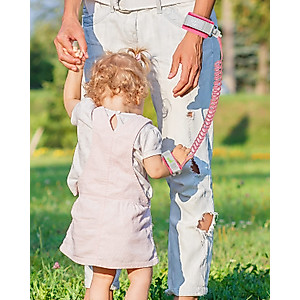 Lehoo Castle Anti Lost Wrist Link for Toddlers, 4.9ft Toddler Harness with Key Lock, Reflective Toddler Wrist Leash, Child Leash Harness, Leash for Kids (Pink)