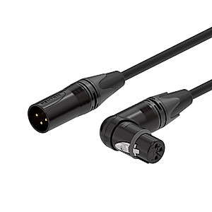 Mogami 2549 Professional Studio Microphone Cable | XLR Male 3-Pin to Right Angle XLR Female 3-Pin | Neutrik Gold | 5 Feet | Black | Assembled in The USA