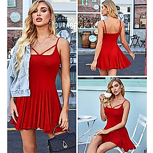 ADOME Sexy Mini Dresses for Women Club Party Dress Ruffle Hem Summer Dresses for Women Bright Red,XL