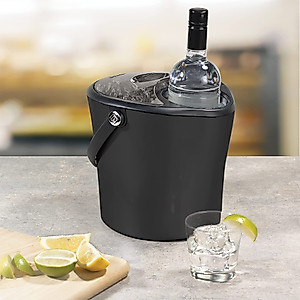 Polder Chill Station for Wine, Champagne, Spirits and More - Separate Compartment for Fresh Ice, Silicone Wiping Ring to Remove any Moisture on Bottles, Includes Plastic Scoop