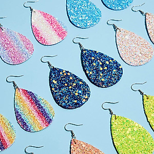 Glamlily Glitter Teardrop Earrings, 12 Assorted Designs (1.5 x 2.2 In, 12 Pairs)
