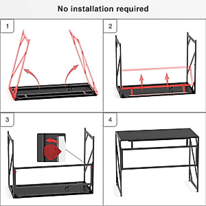 Elephance Folding Desk Writing Computer Desk for Home Office, No-Assembly Study Office Desk Foldable Table for Small Spaces