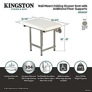 Kingston Brass KBSS2216P Adascape Shower Seat, Brushed Stainless Steel