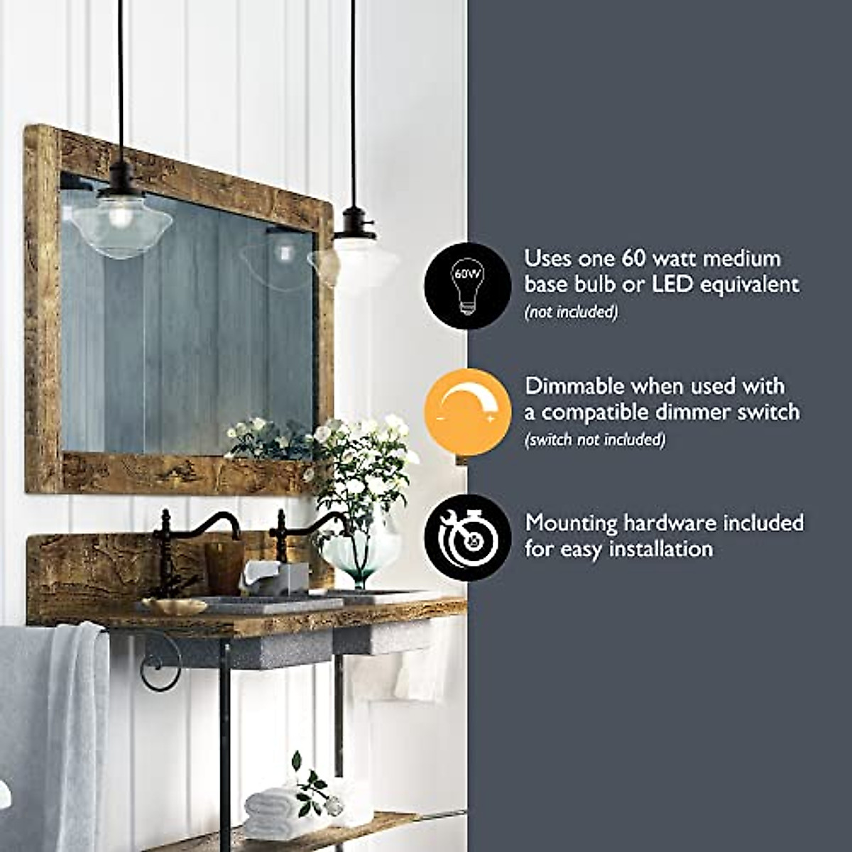 Design House 587451 Schoolhouse Modern Industrial Farmhouse Indoor Dimmable Pendant Light with Clear Seedy Glass for Kitchen Dining Bar Area, Matte Black