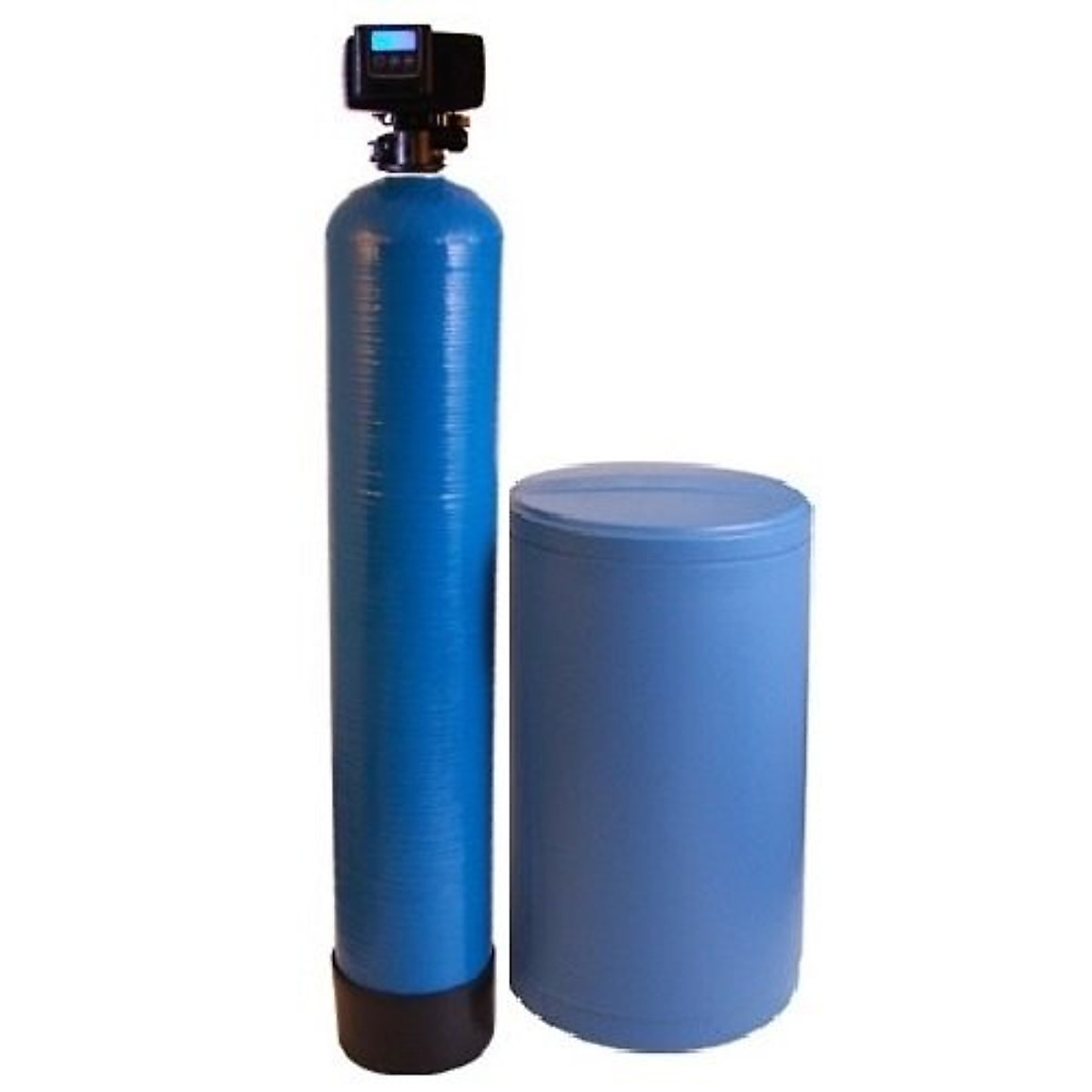 Whole House Water Softener System - Fleck 5600sxt Digital Meter Grain - includes bypass valve & brine tank with safety float (64k 1 Inch Bypass, Blue Fine Mesh Resin)