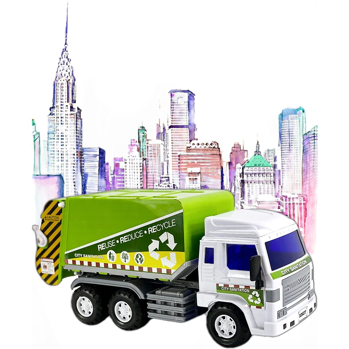 Big Daddy Medium Duty Friction Powered Garbage Truck (Dustbin Lorry) with Easy Collect Spin Flaps & Dump Lever When Full