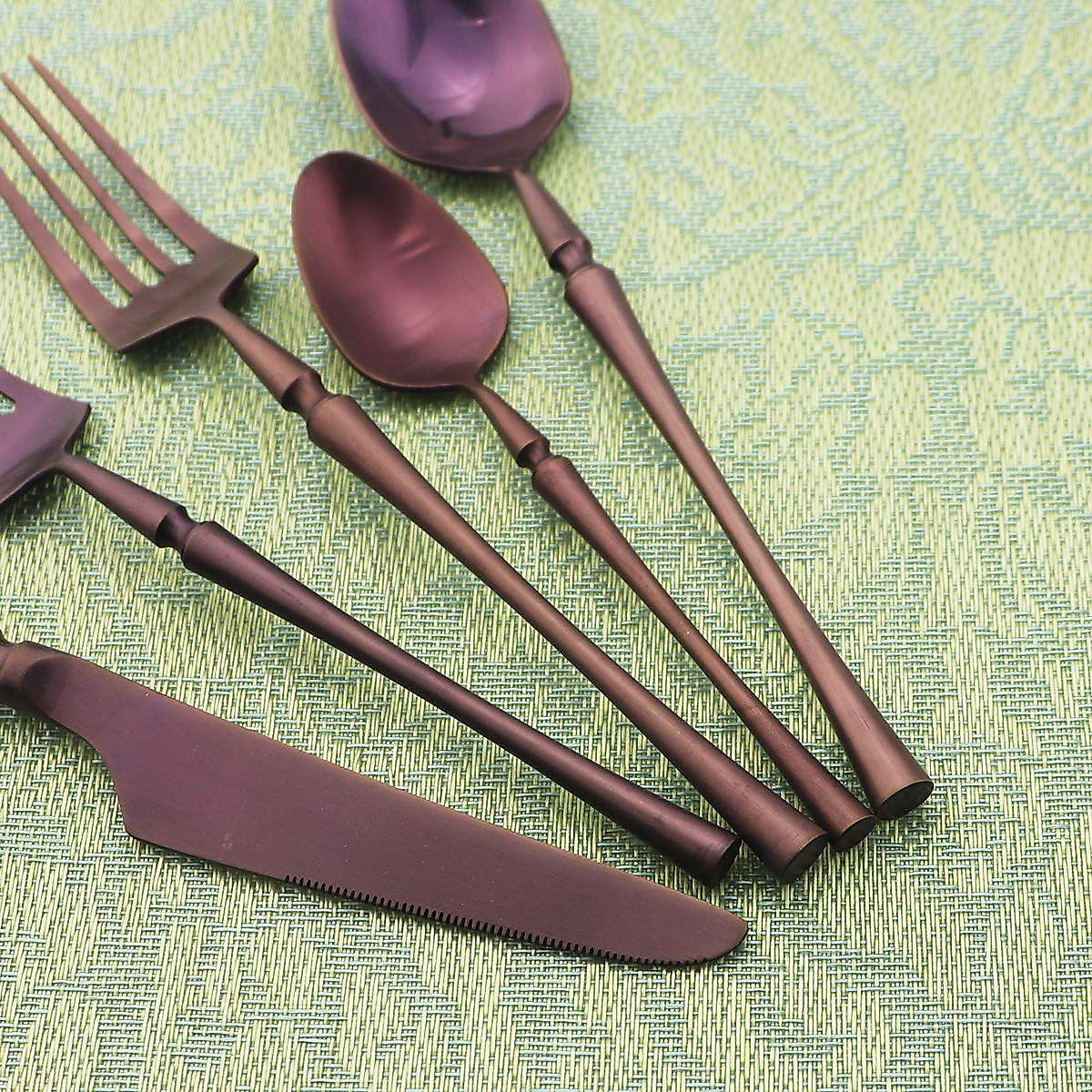 Gugrida Unique & Beautiful Flatware Set - 20 Piece Iridescent Silverware Sets | 18/10 Stainless Steel Reusable Cutlery Set | Purple Utensils Service For 4 with Dessert Fork, Knife, Spoon, Dinner Fork