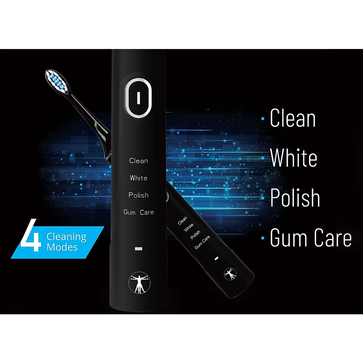 CRI Naturals Perfect Smile Whitening Electric Toothbrush, Gets Teeth 3 Shades Whiter in 7 Days, Clinically Tested & Dentist Approved, LED Technology with 4 Brushing Modes