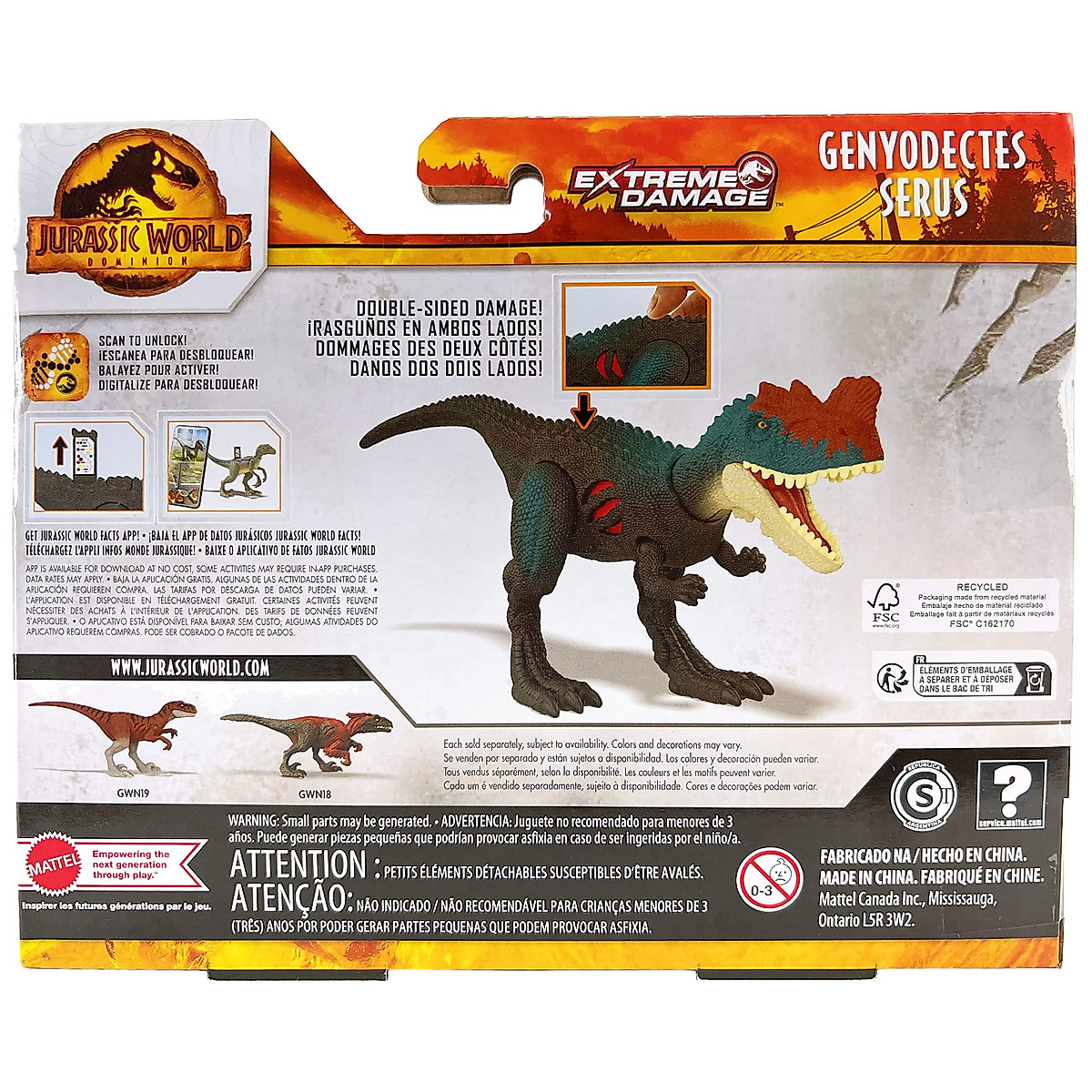 Jurassic World Dominion Extreme Damage Genyodectes Serus Dinosaur Action Figure