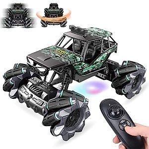 eirix Remote Control Car Off Road RC Drift Car Gift for Kids Adults Birthday Christmas 360° Flips High Speed Racing Stunt Toy Car Monster Truck RC Crawler Vehicle All Terrain (Green)