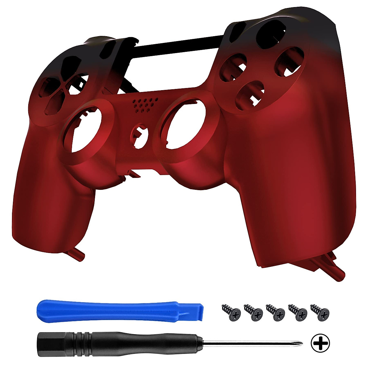 eXtremeRate Shadow Red Soft Touch Grip Front Housing Shell Faceplates Compatible with ps4 Controller JDM-001 JDM-011 JDM-020 - Controller NOT Included