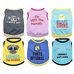 DroolingDog 6 Pieces Small Puppy T Shirt for Boy Dog Clothes Girl Puppy Shirts Breathable T-Shirt for Small Dogs Girls Boys Chihuahua Clothes Yorkie Tshirts