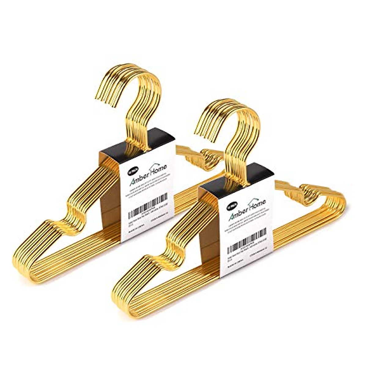 Amber Home 12Inch Gold Kids Baby Hangers 20Pack, Strong Metal Children Clothes Hangers for Closet, Space Saving Infant Hanger for Toddler Coats Pants (Gold, 20)