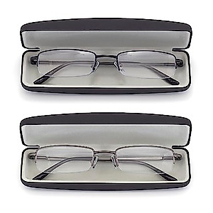 HIGHLIKE 2-Pack Blue Light Blocking Reading Glasses with Hard Cases, Semi Frame Spring Hinge Readers Glasses,Black Gunmetal 3.0 x
