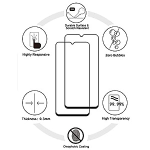 Compatible with Xiaomi Redmi A1 / Redmi A2 Case Kickstand with Tempered Glass Screen Protector [2 Pieces], Hybrid Heavy Duty Armor Dual Layer Anti-Scratch Phone Case Cover, Black