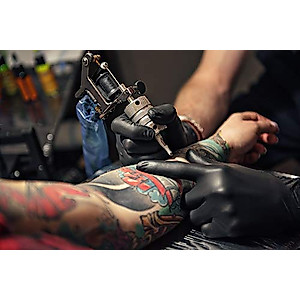 OMWAH Nitrile Gloves - Professional Heavy Duty Latex Free Disposable Gloves Snug Fit - Box of 100 (1, Large)