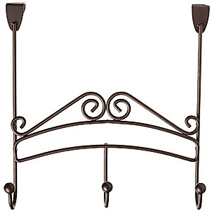 Spectrum Diversified Yorkshire Over the Door 3 Hook Rack for Hanging Entryway Kitchen and Bathroom Organization, Bronze, L x 4.50, W x 11.50, H x 11.50