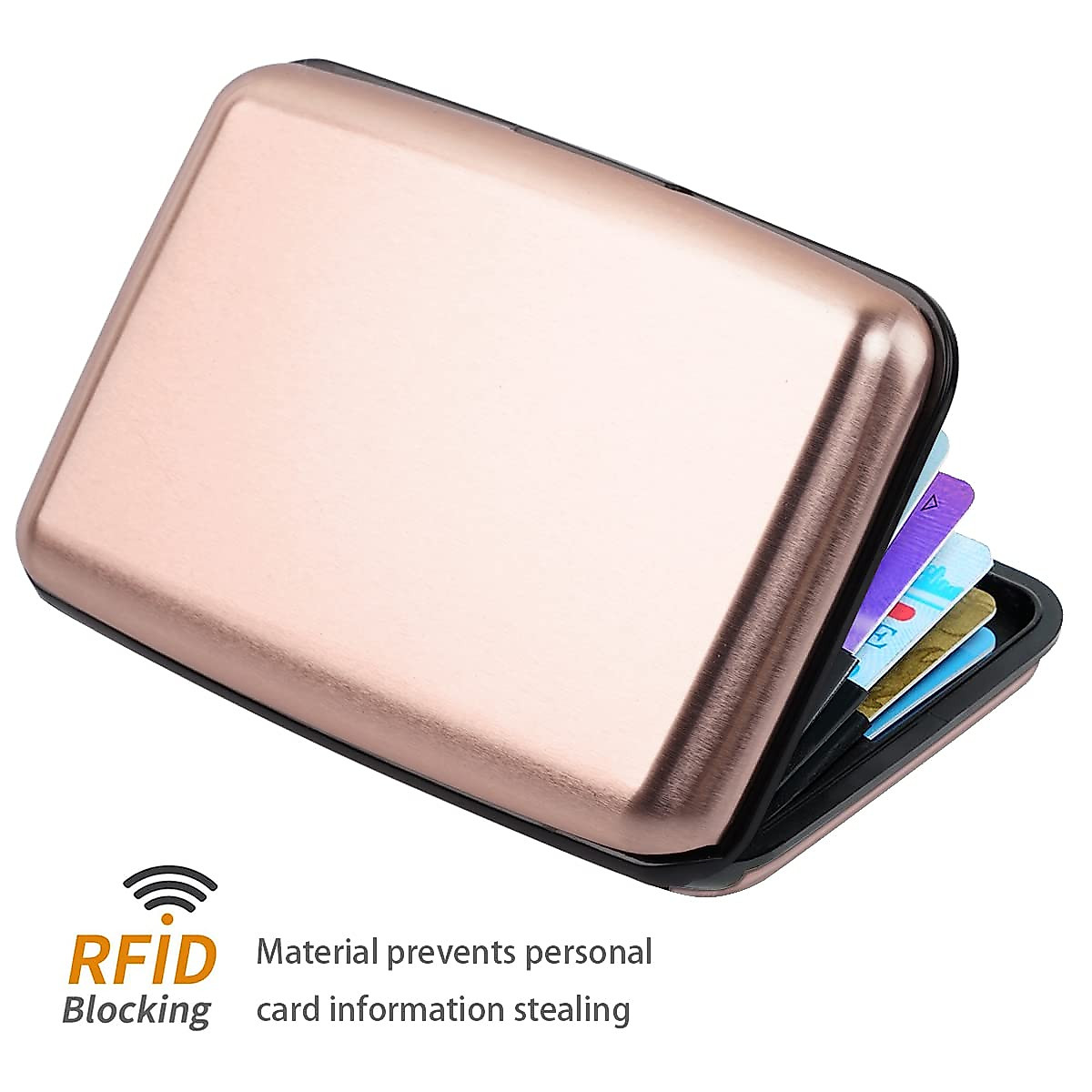 Coco Rossi Mini Credit Card Holder for Women,RFID Blocking Slim Hard Card Case ID Case Travel Wallet,Rose Gold