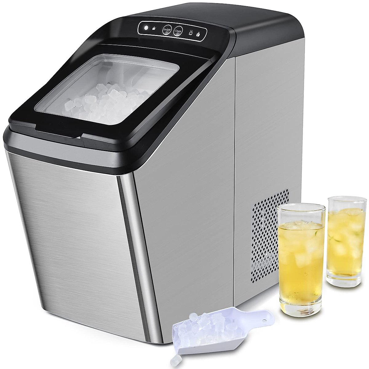 Nugget Ice Maker Machine Countertop 29Lbs/24H, ARLIME Sonic Ice Maker Self-Cleaning, Auto Water Refill, Portable Ice Machine with 3 Lbs Basket & Scoop, Crunchy Chewable Ice Maker for Home/Office/RV