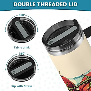 Flradish 30oz Tumbler with Handle, Vintage Delicious Tomatoes Stainless Steel Tumbler with Lid and Straws Double Wall Vacuum Insulated Leakproof Coffee Travel Mug